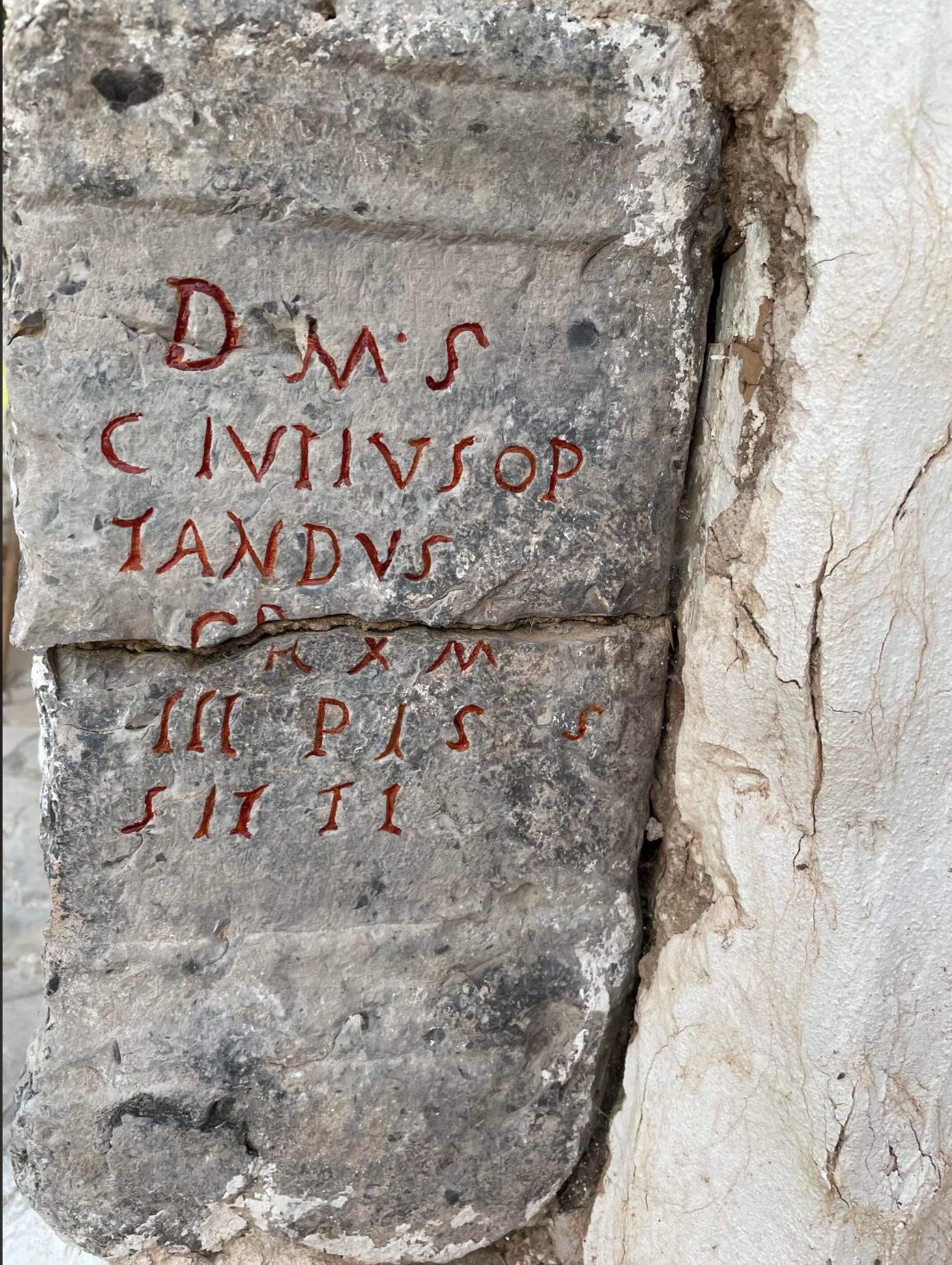 Roman gravestone found in a garden wall in Spain